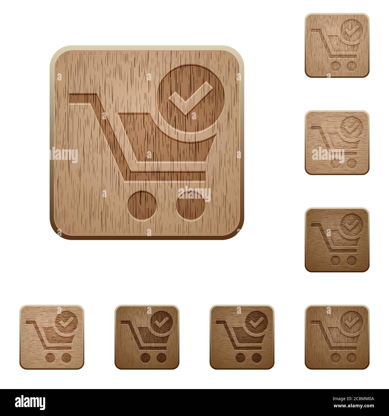 Set of carved wooden checkout buttons in 8 variations Stock Vector ...