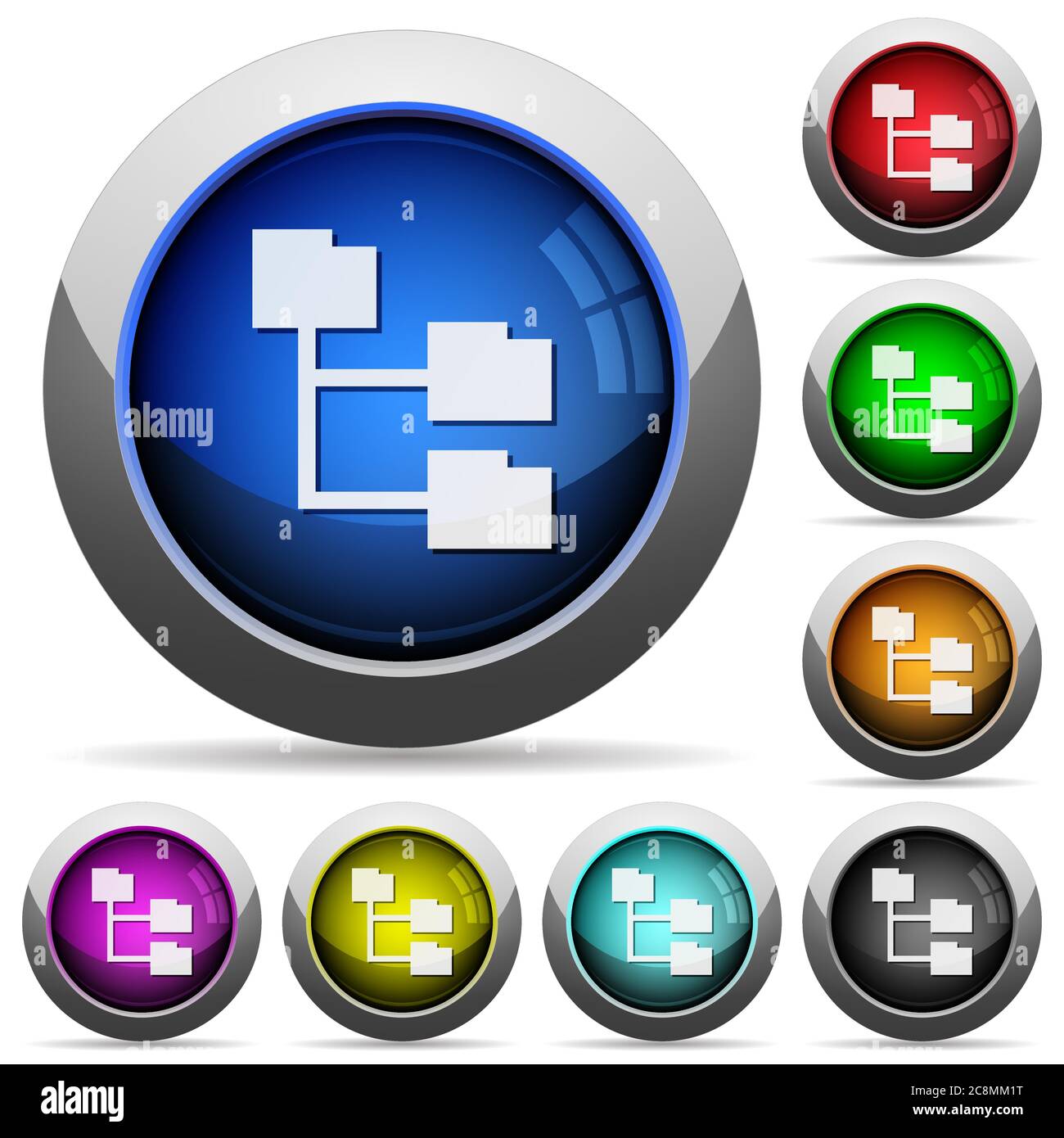Set Of Round Glossy Folder Structure Buttons Arranged Layer Structure Stock Vector Image And Art