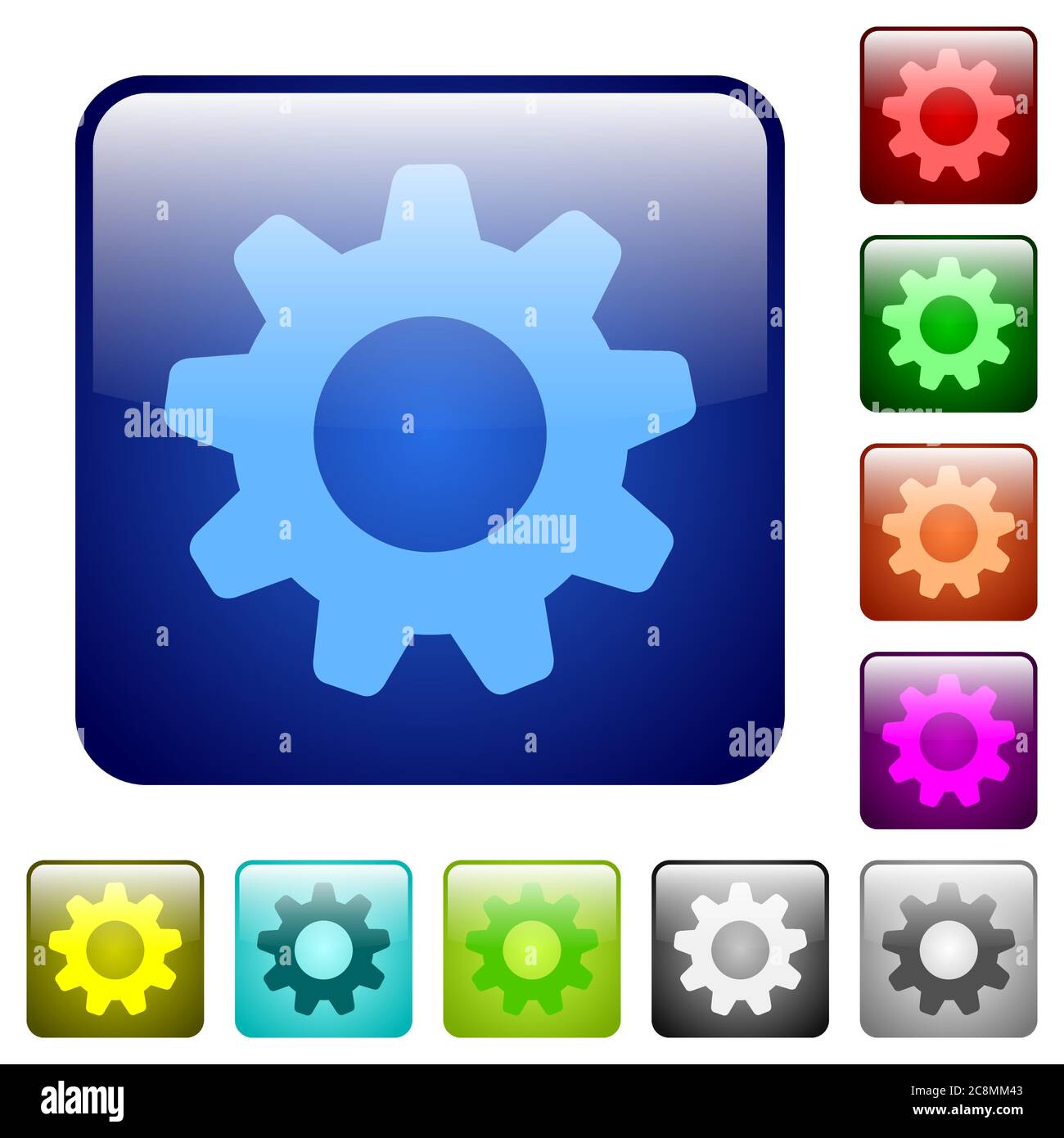 Set of settings color glass rounded square buttons Stock Vector Image & Art - Alamy