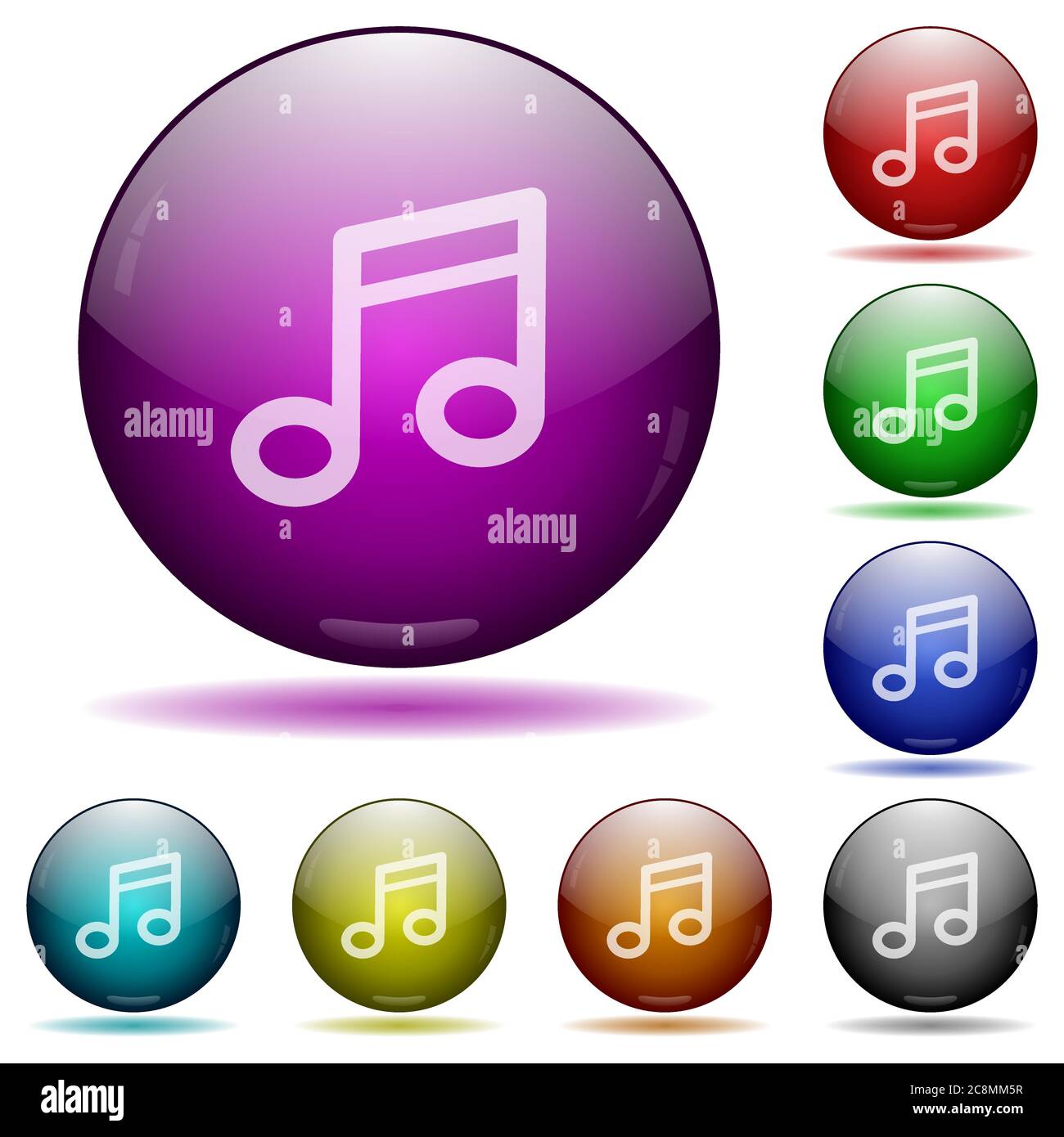 Set of color music glass sphere buttons with shadows. Arranged layer structure Stock Vector ...
