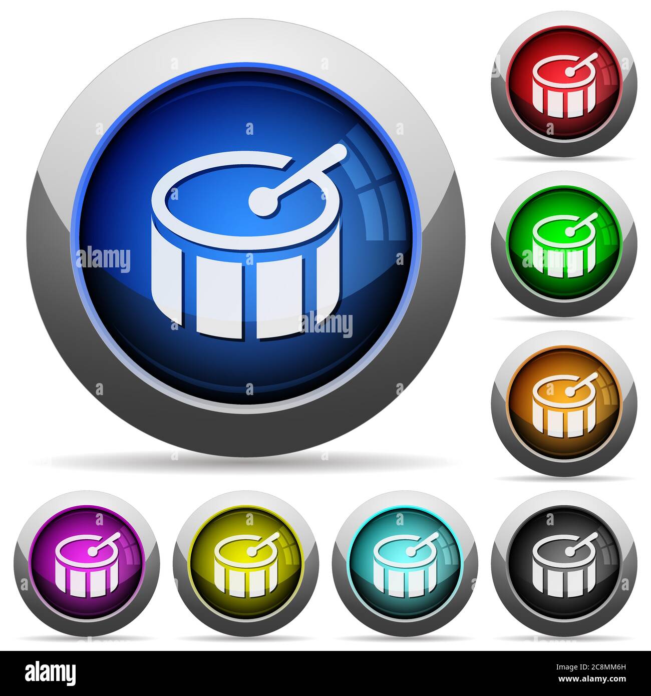 Set of round glossy drum buttons. Arranged layer structure Stock Vector ...
