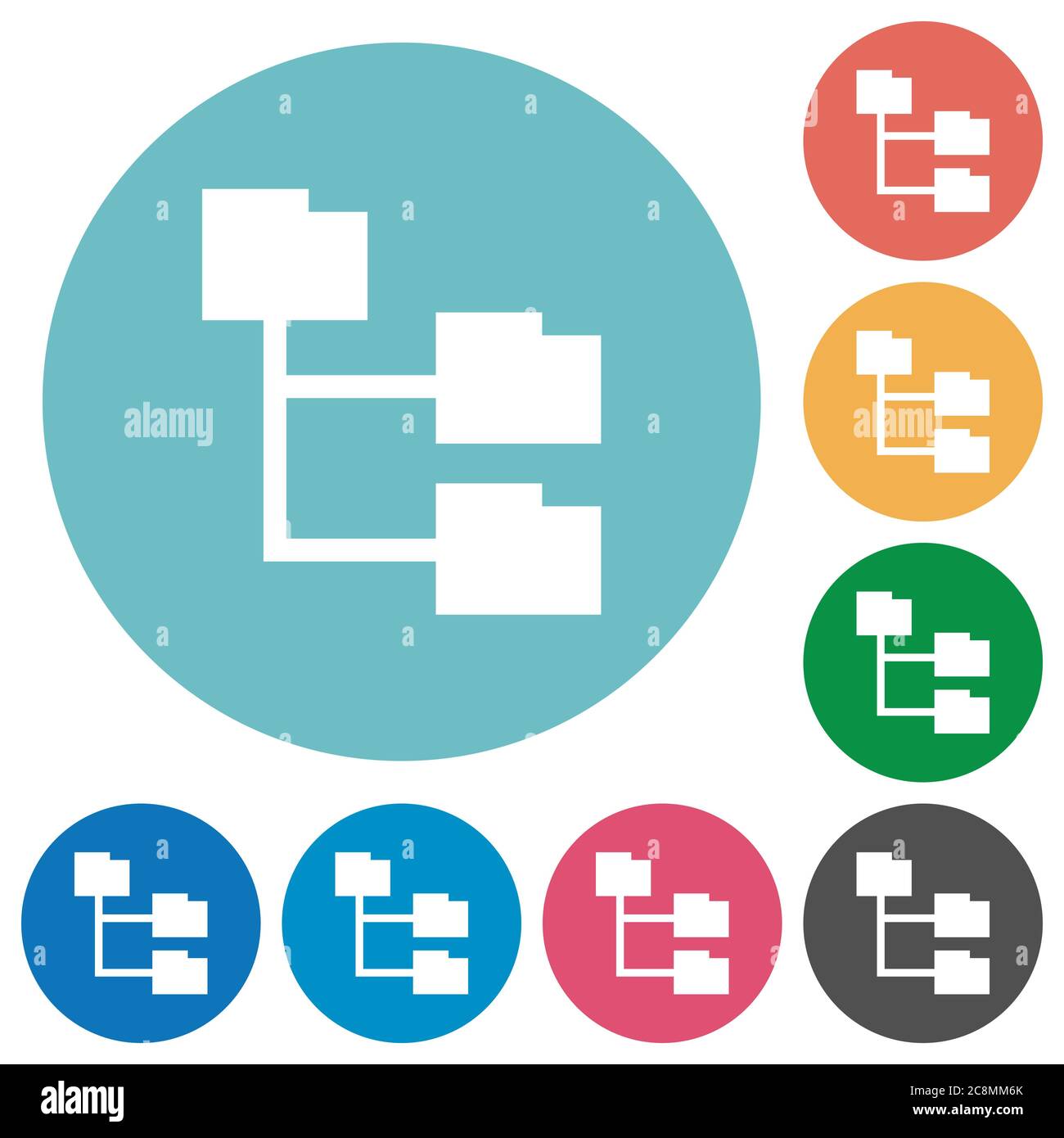 Flat folder structure icon set on round color background Stock Vector ...