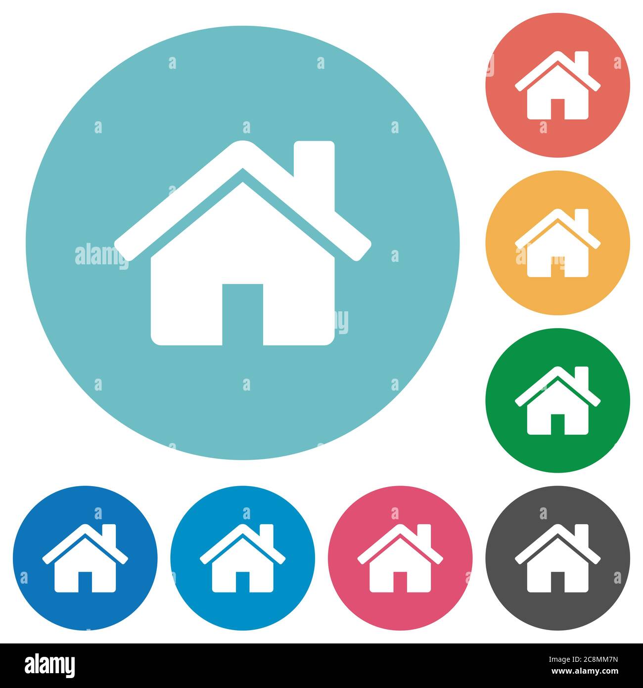 Flat home icon set on round color background. 8 color variations included with light teme Stock ...