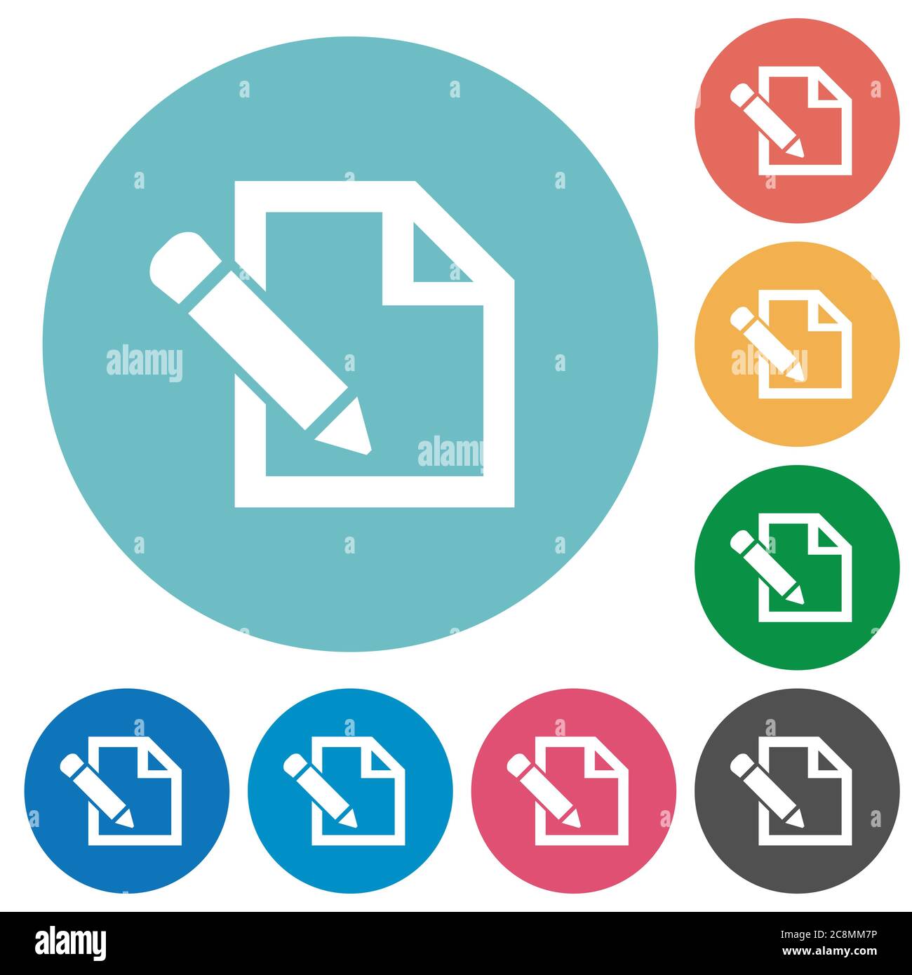 Flat edit icon set on round color background Stock Vector Image & Art ...