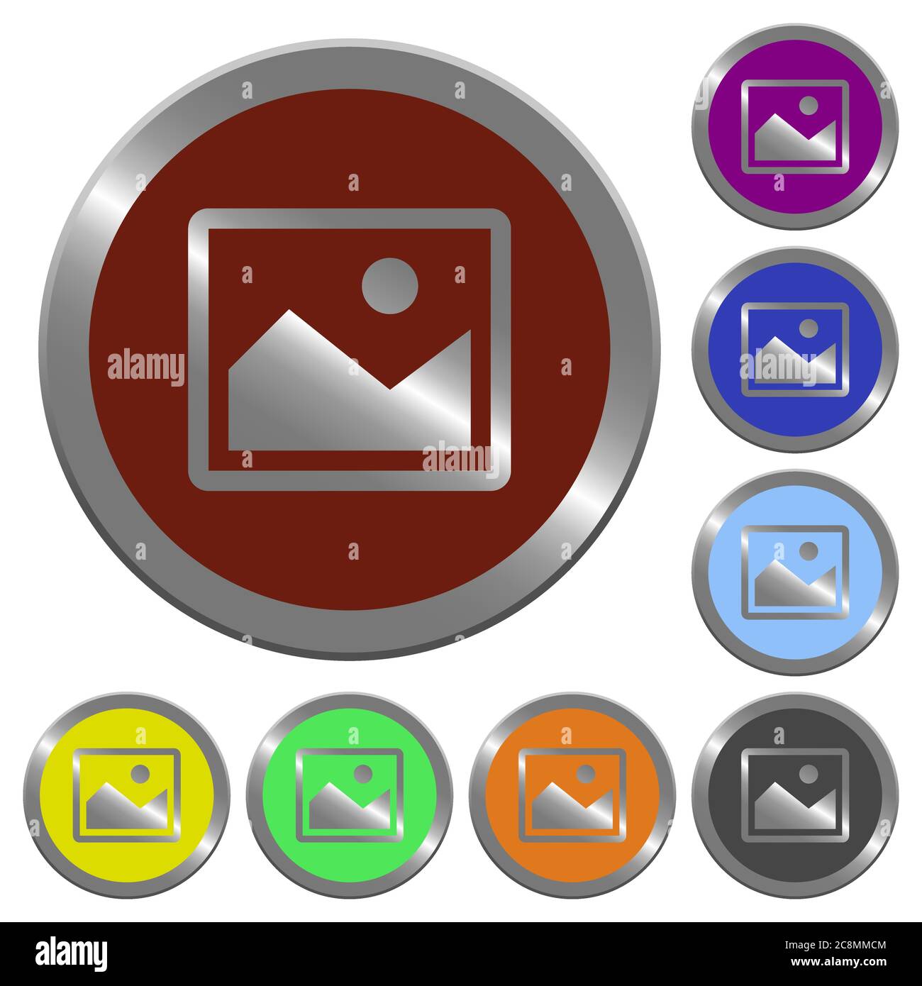 Set of glossy coin-like color image buttons. Arranged layer structure Stock Vector Image & Art ...