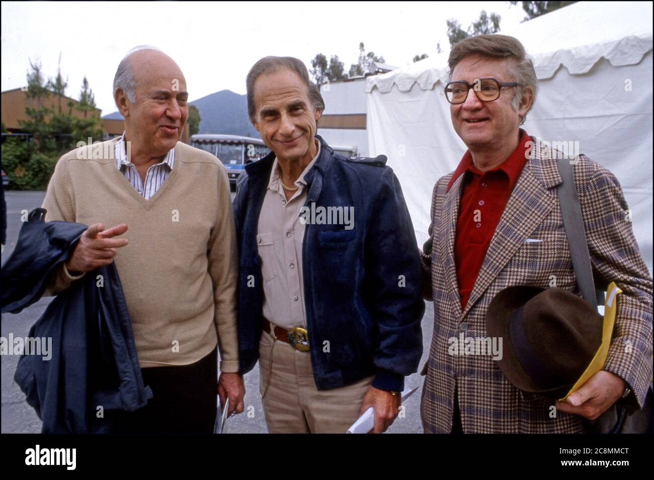 Classic comedians Carl Reiner, Sid Caesar and Steve Allen backstage at ComicRelief Stock Photo ...