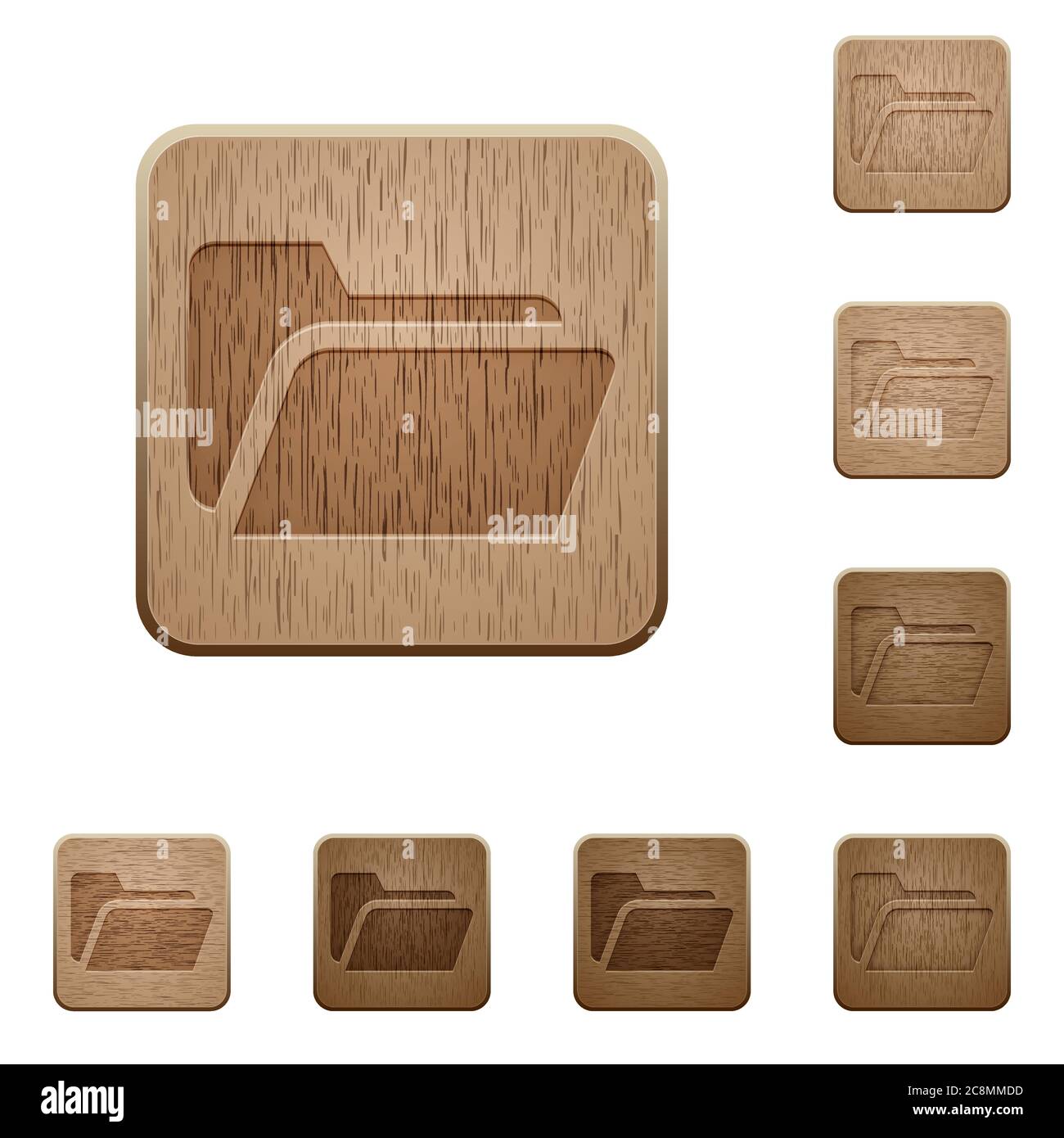 Set of carved wooden folder open buttons in 8 variations Stock Vector ...