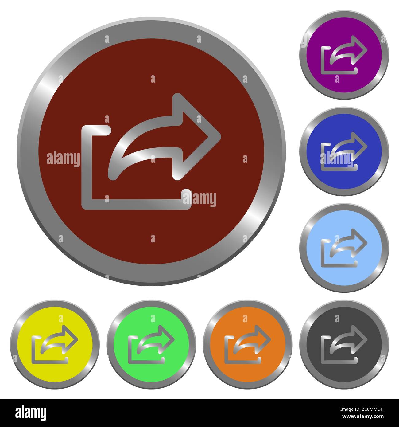Set of glossy coin-like color export buttons. Arranged layer structure ...