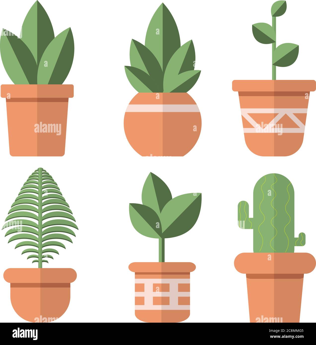 Plants And Pots Icon Set Flat Design Illustration Vector Stock Vector ...