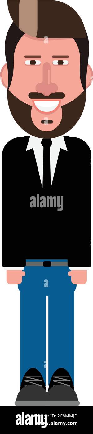 Y generation Millennial business man full body vector beard suit and ...