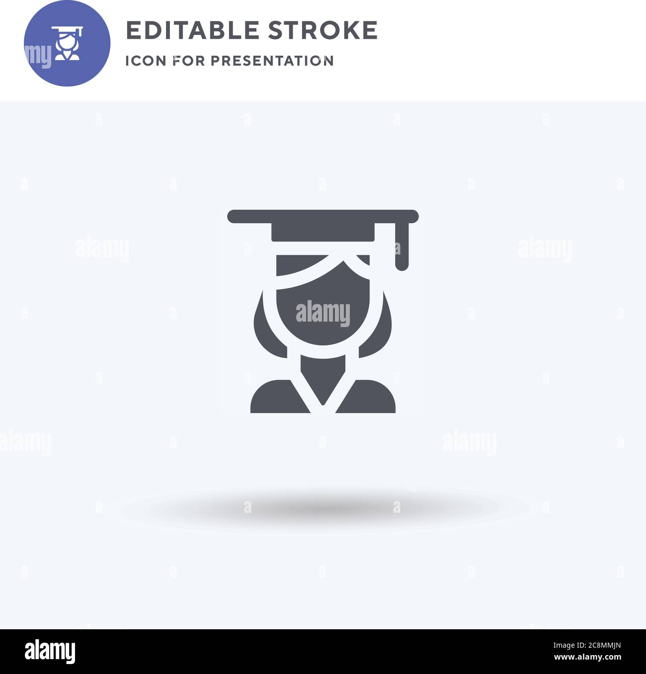 Student icon vector, filled flat sign, solid pictogram isolated on ...