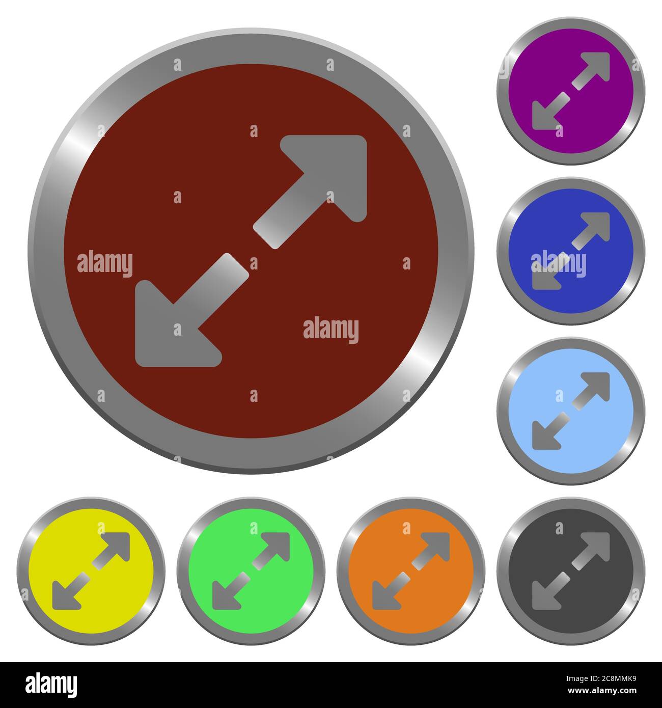 Set of glossy coin-like color resize full buttons Stock Vector Image ...