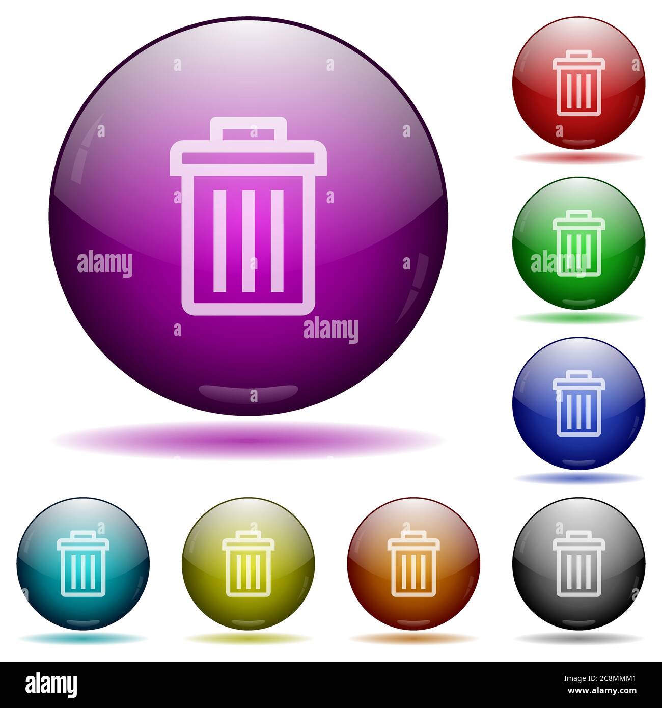 Set of color delete glass sphere buttons with shadows. Arranged layer structure Stock Vector ...