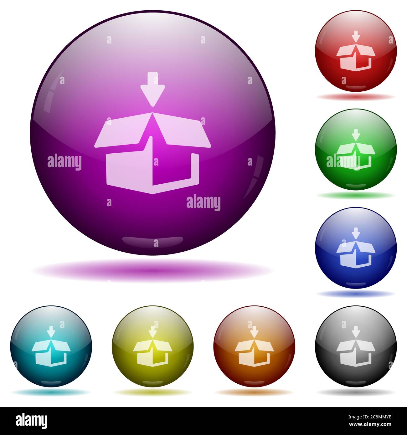 Set of color pack glass sphere buttons with shadows Stock Vector Image ...