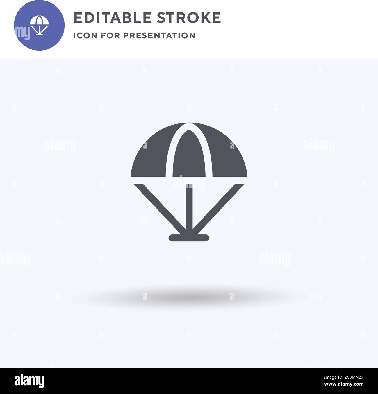 Parachute icon vector, filled flat sign, solid pictogram isolated on ...