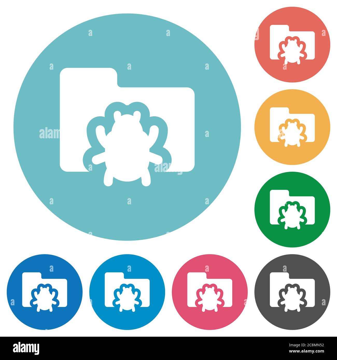 Flat bug folder icon set on round color background Stock Vector Image ...