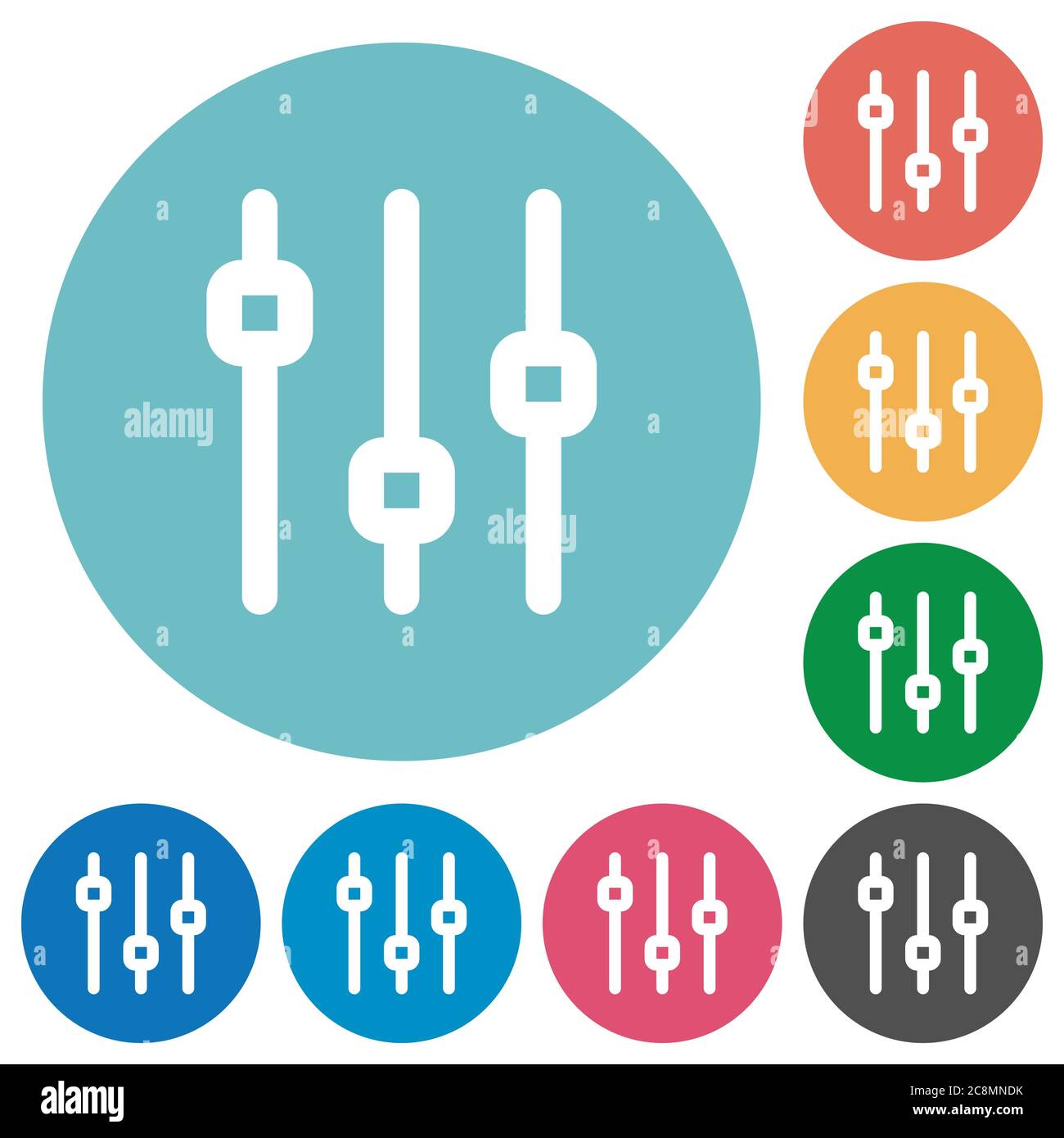 Flat vertical adjustment icon set on round color background Stock ...