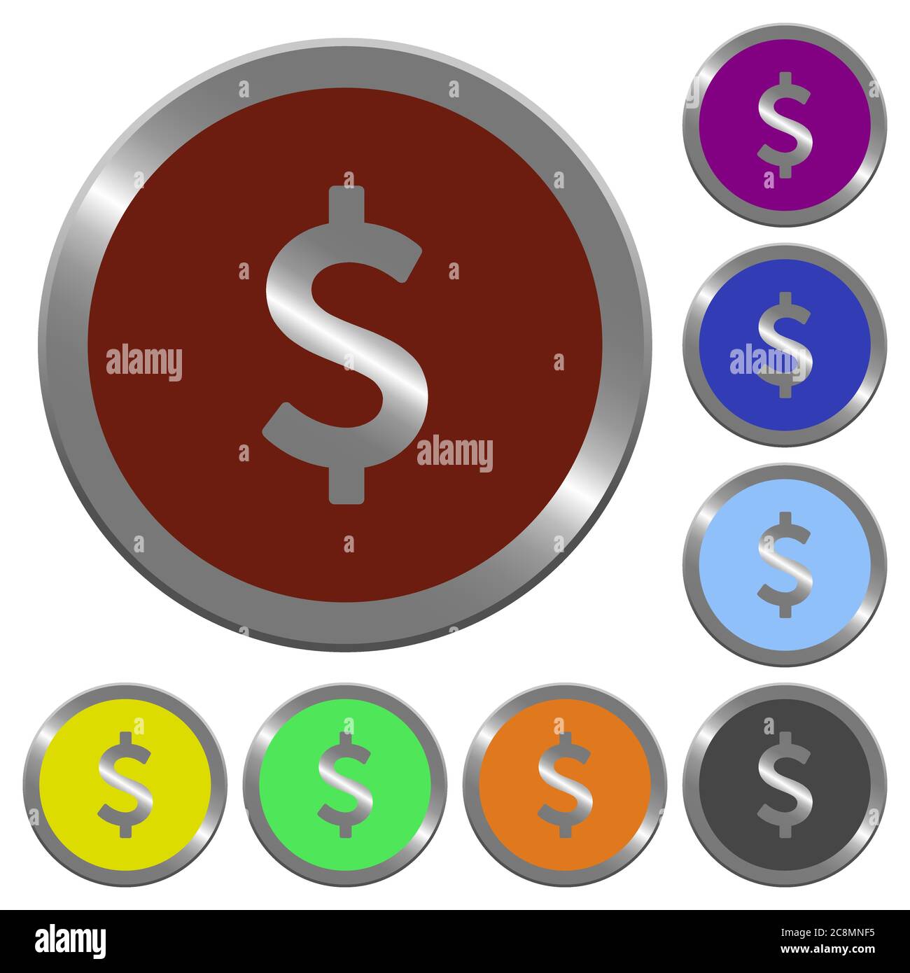 Set of glossy coin-like color dollar sign buttons Stock Vector Image ...
