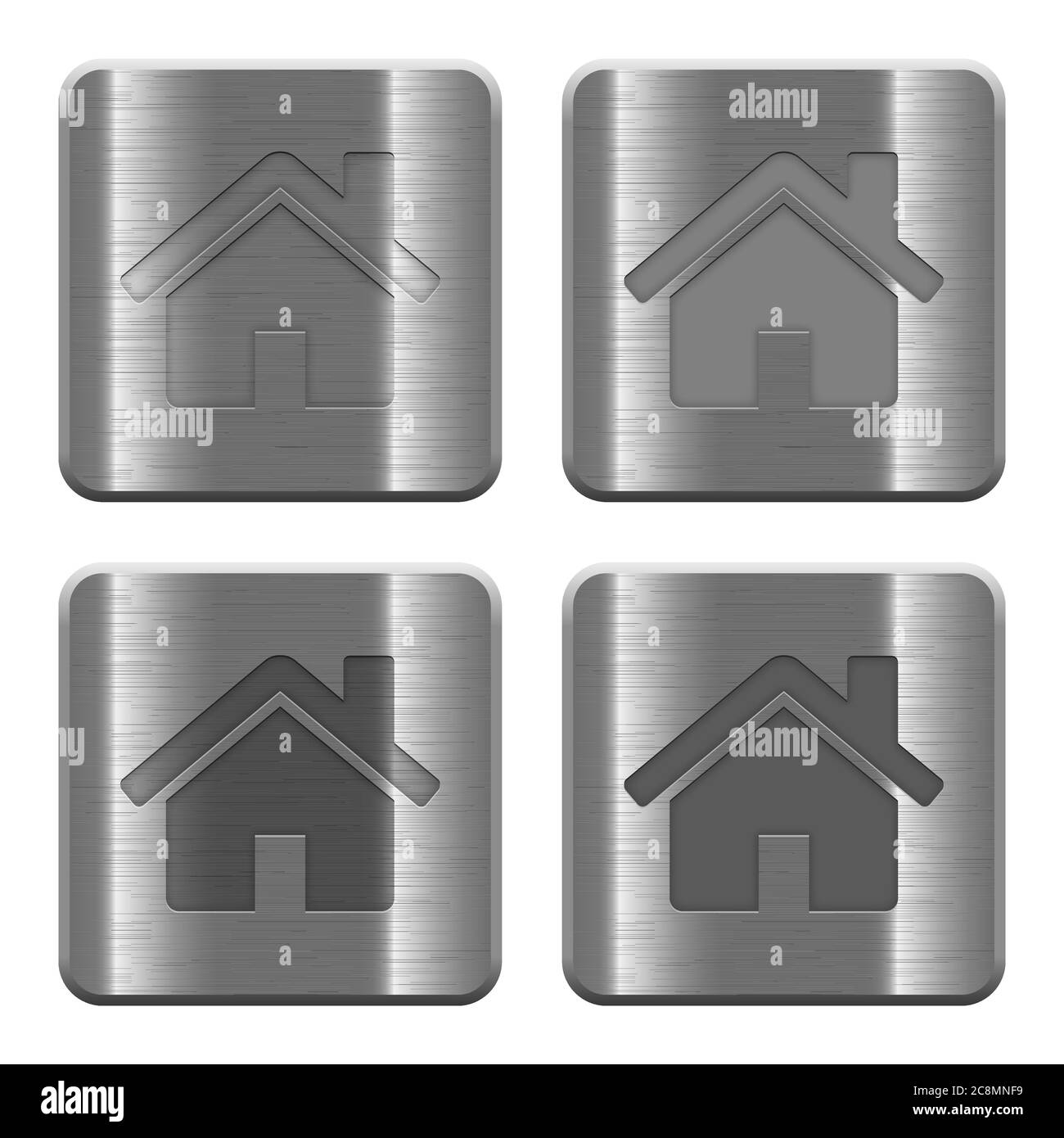 Set of home buttons vector in brushed metal style Stock Vector Image ...