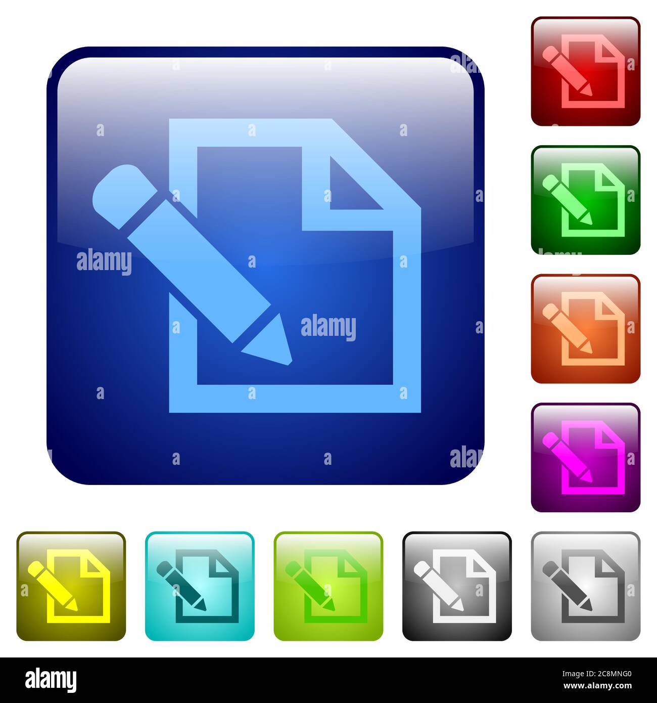 Set of edit color glass rounded square buttons Stock Vector Image & Art - Alamy