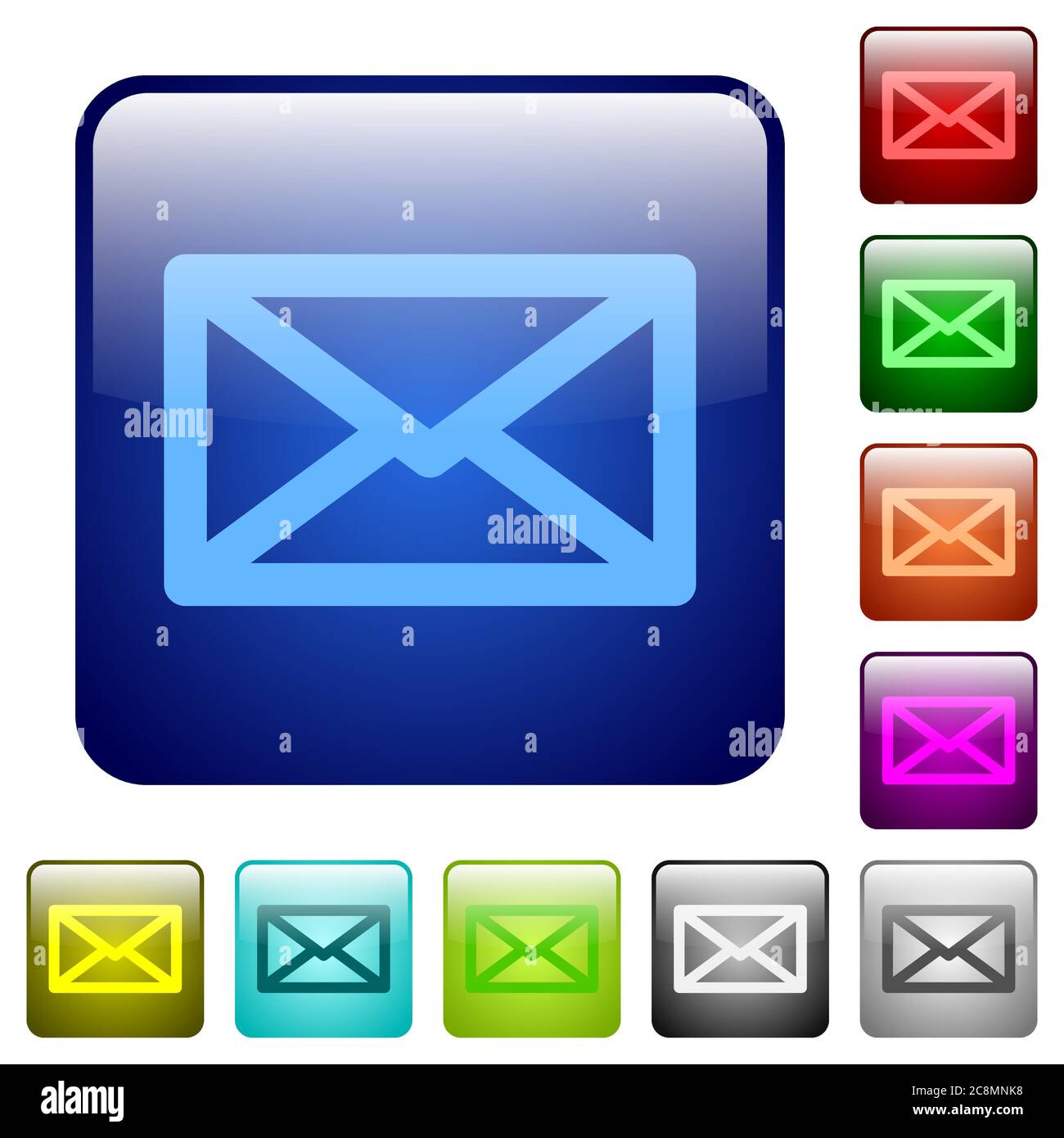 Set of mail color glass rounded square buttons Stock Vector Image & Art ...