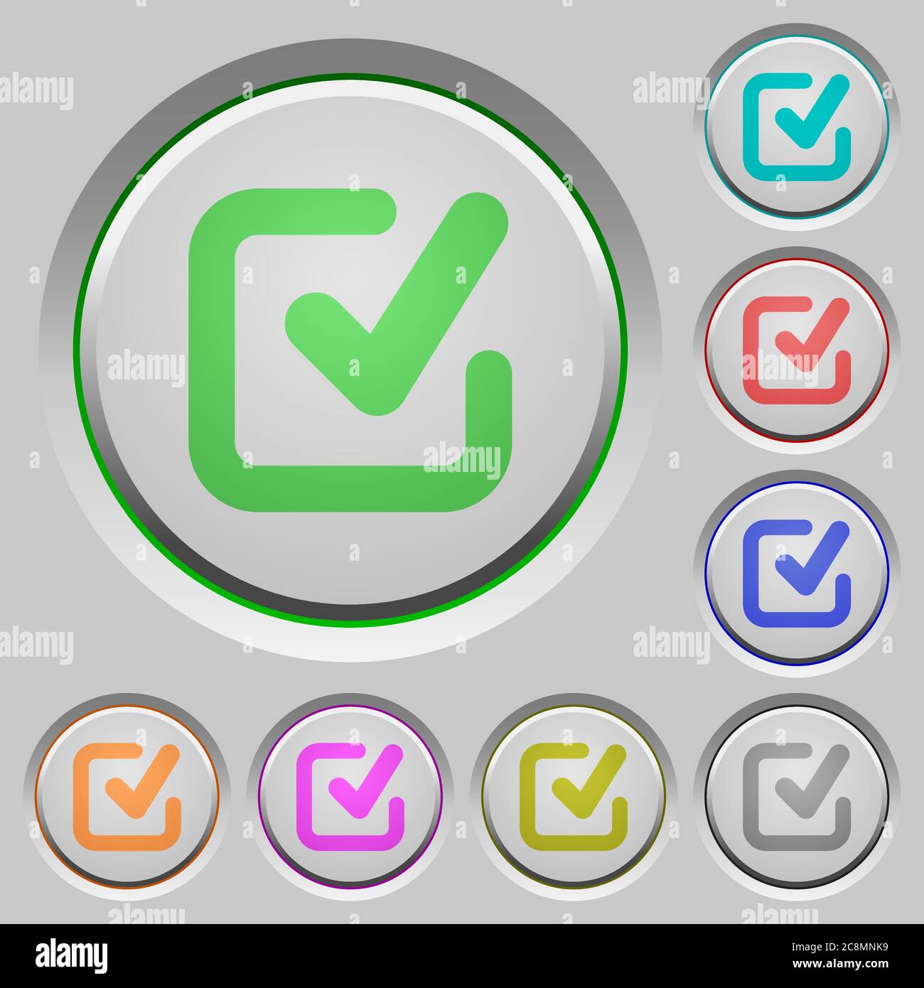 Set of color checkmark sunk push buttons Stock Vector Image & Art - Alamy
