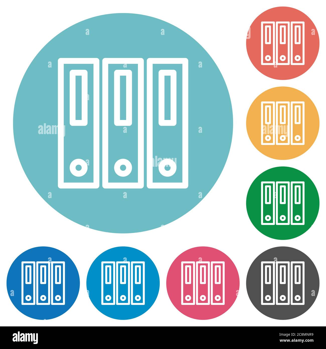 Flat binders icon set on round color background Stock Vector Image & Art - Alamy