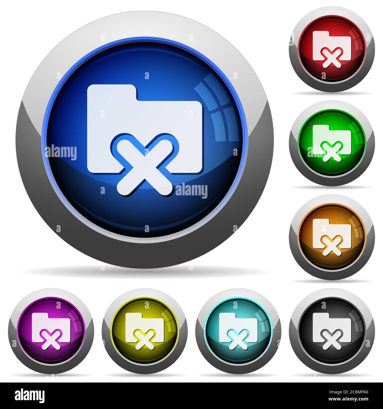 Set of round glossy Folder cancel buttons. Arranged layer structure Stock Vector Image & Art - Alamy