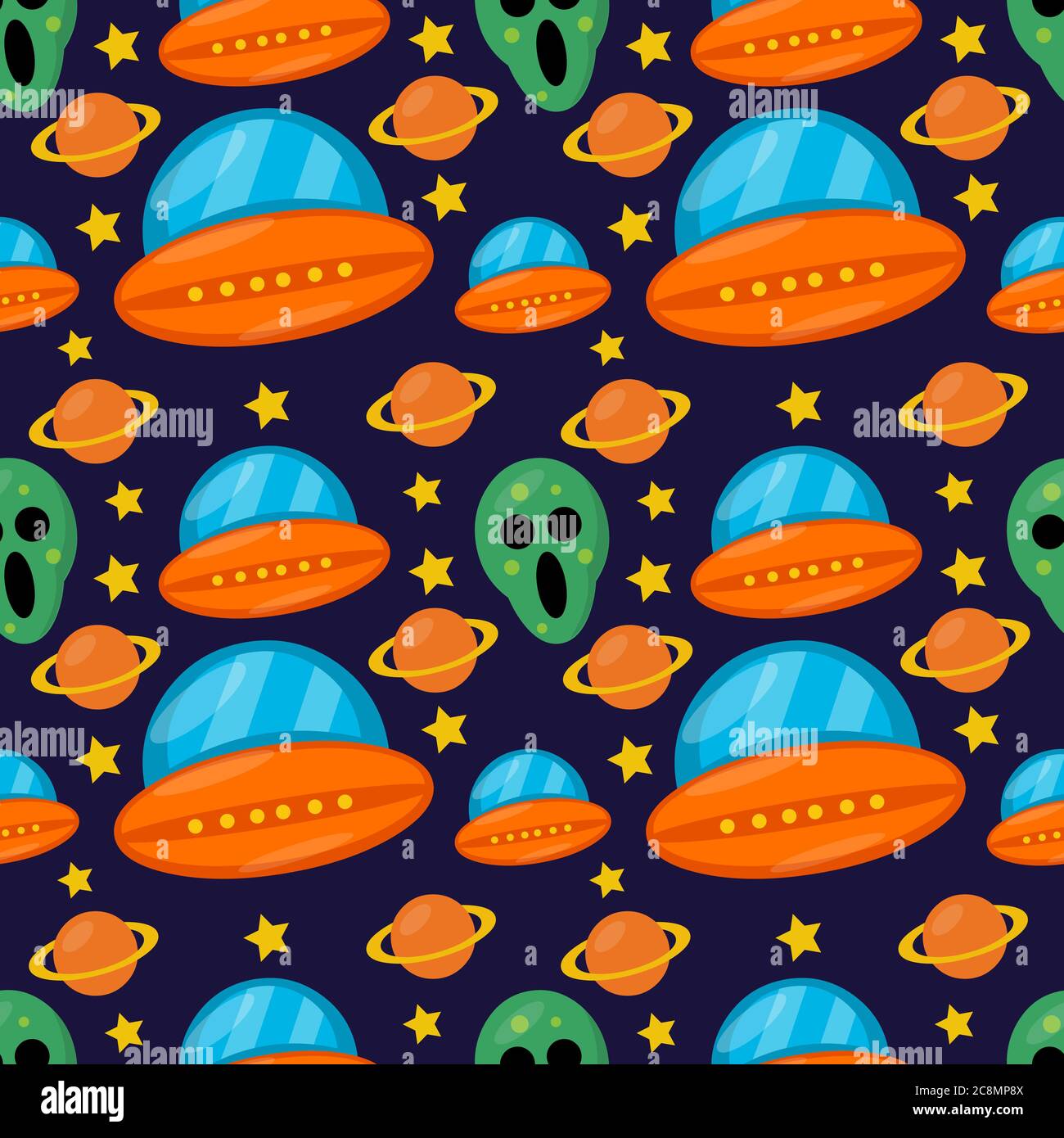 alien with spaceship seamless pattern vector illustration background ...