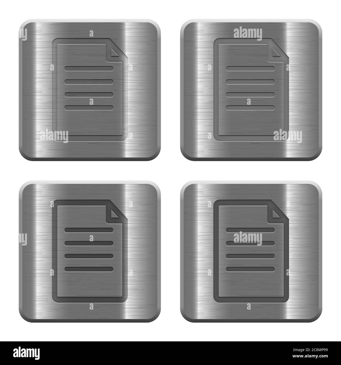 Set of document buttons vector in brushed metal style Stock Vector ...