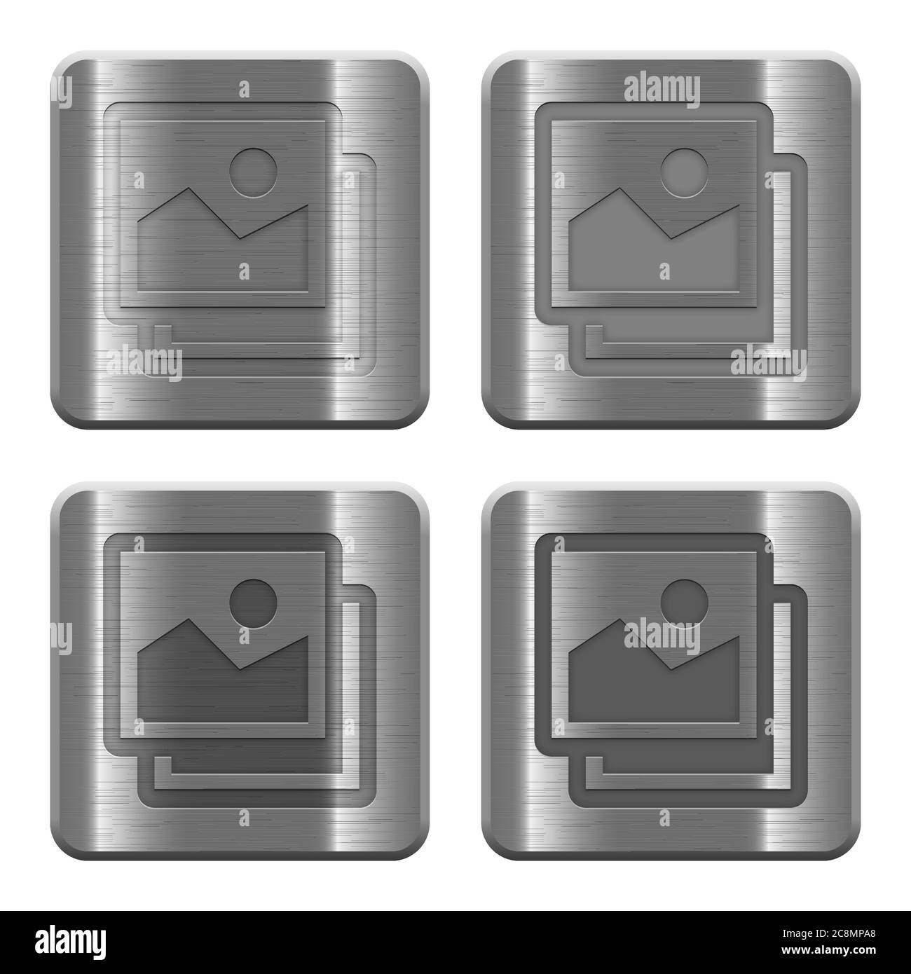 Set of images buttons vector in brushed metal style Stock Vector Image ...