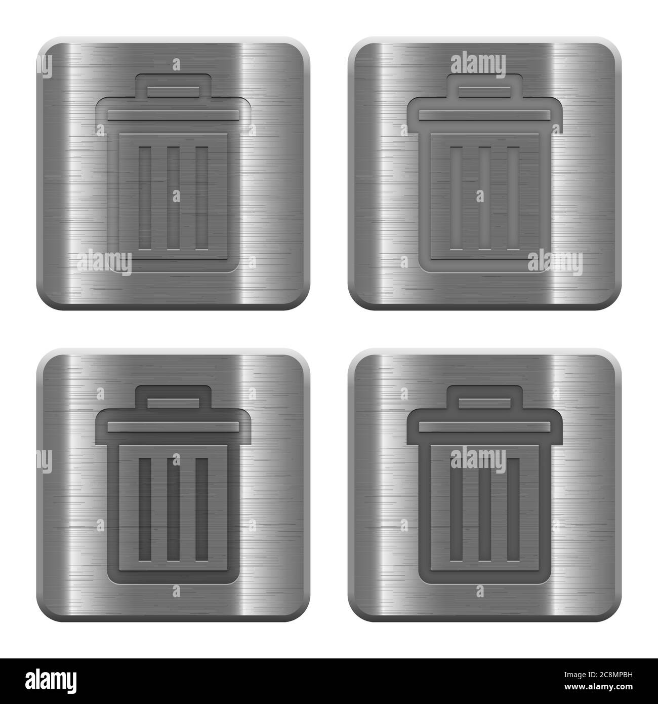 Set of delete buttons vector in brushed metal style Stock Vector Image ...
