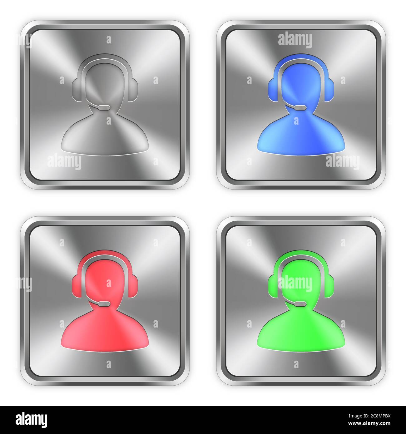 Color operator icons engraved in glossy steel push buttons Stock Vector ...