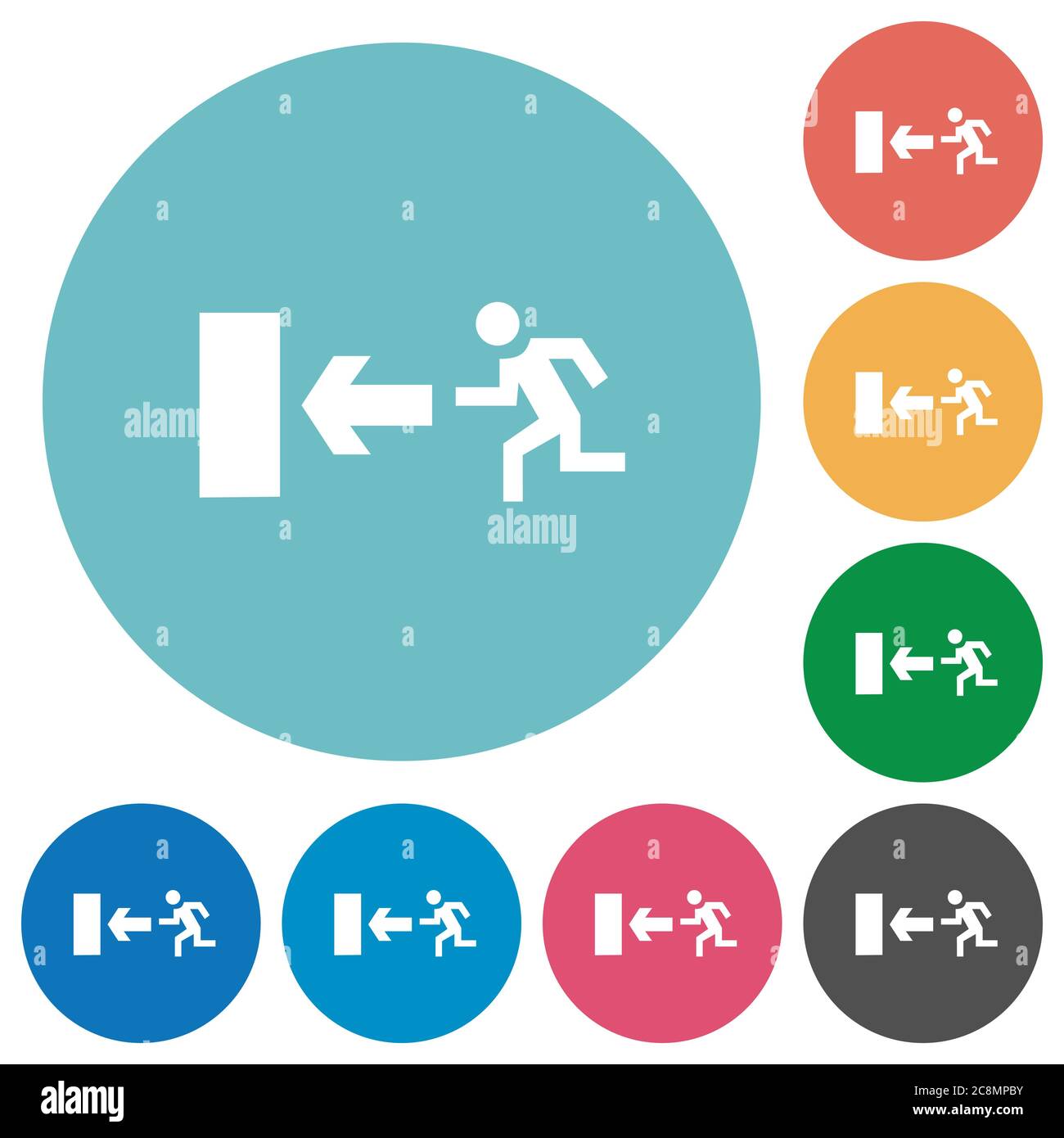 Flat exit icon set on round color background Stock Vector Image & Art ...