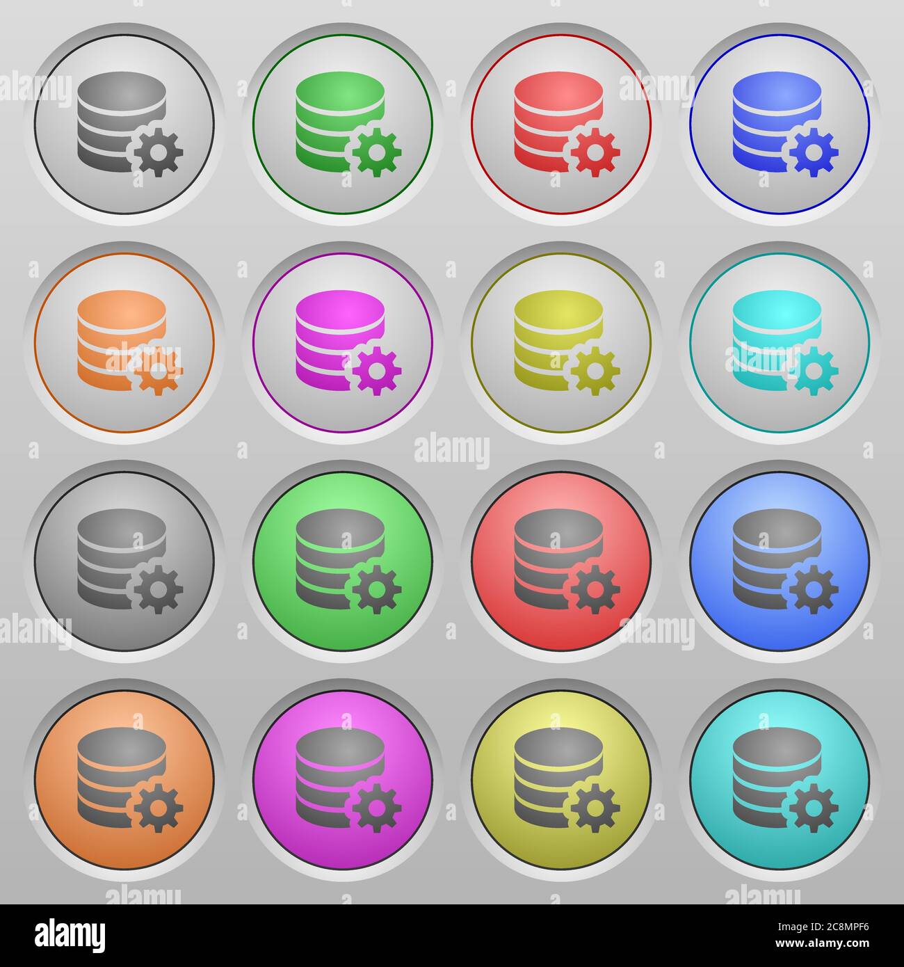 Set of Database configuration plastic sunk spherical buttons Stock Vector Image & Art - Alamy