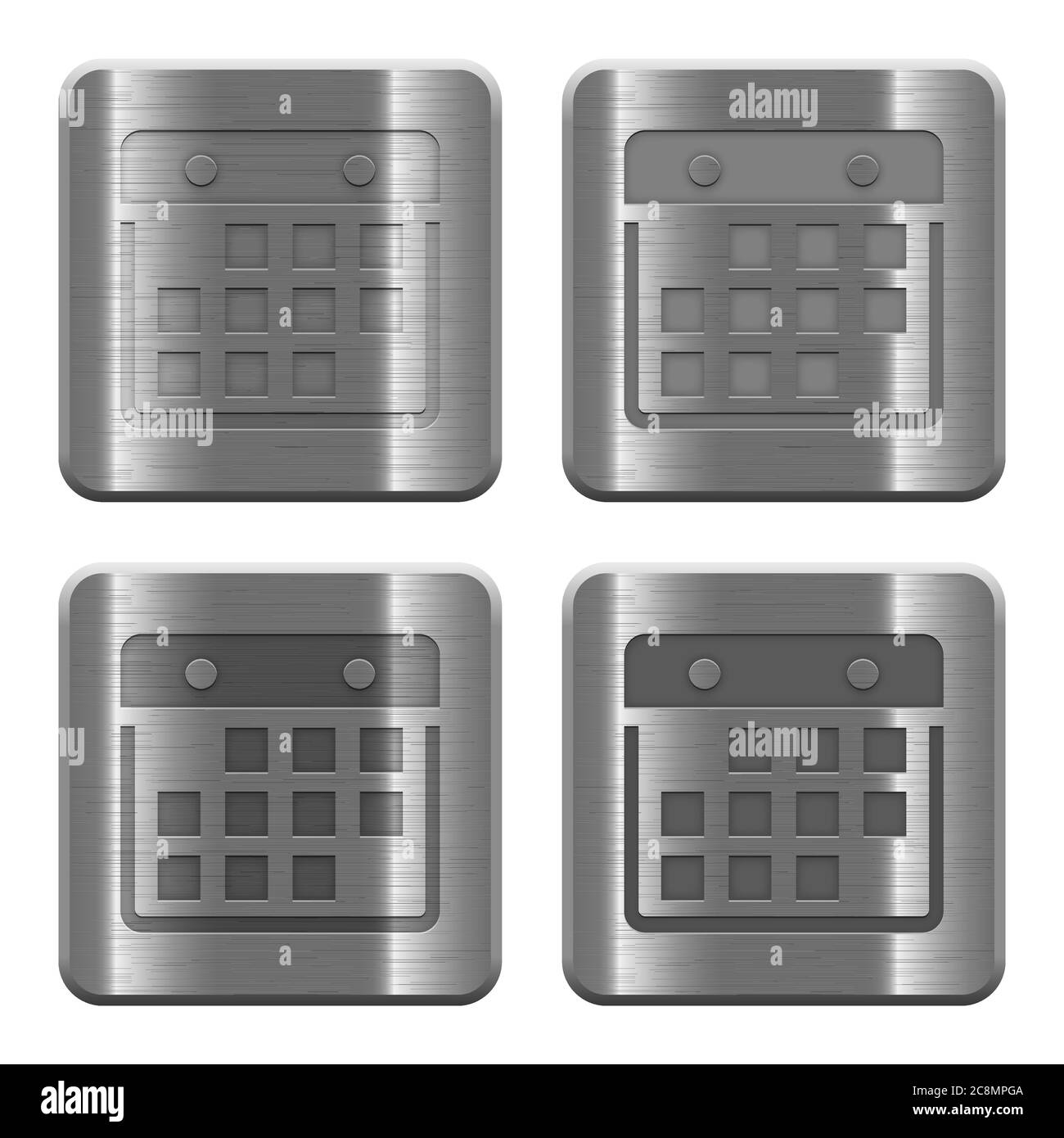 Set of hanging calendar buttons vector in brushed metal style Stock ...
