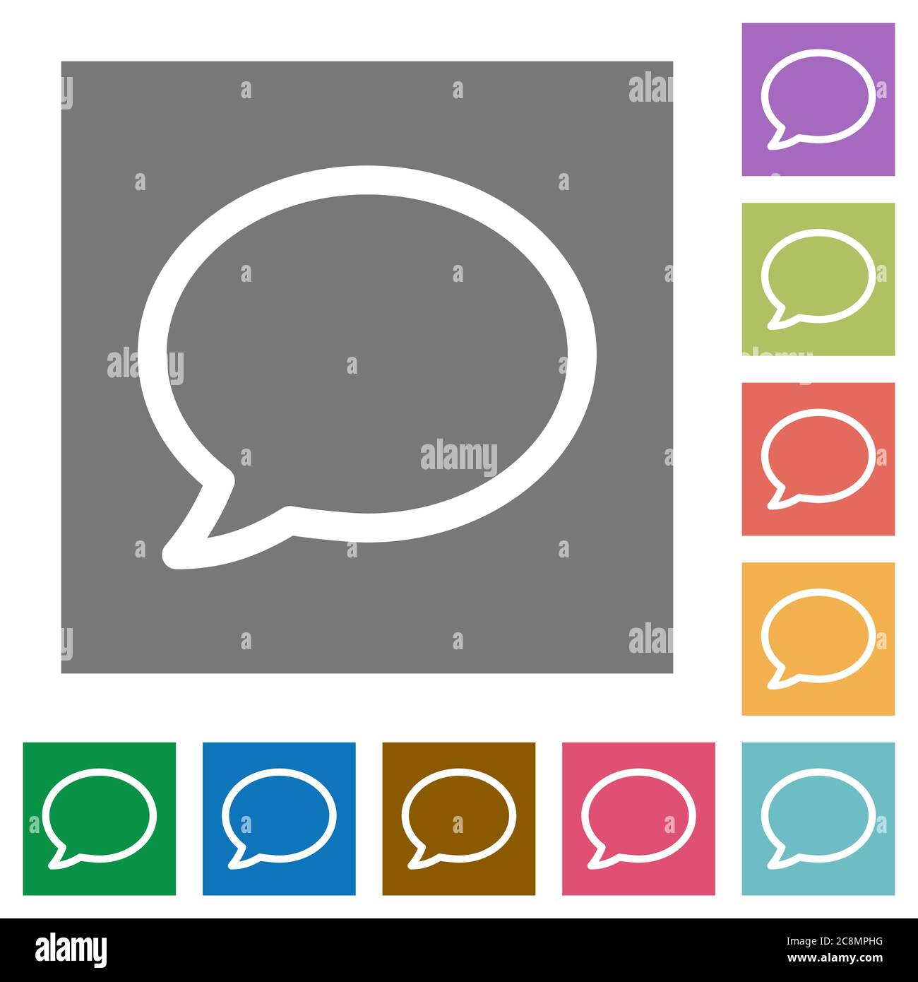 Chat flat icon set on color square background Stock Vector Image & Art ...
