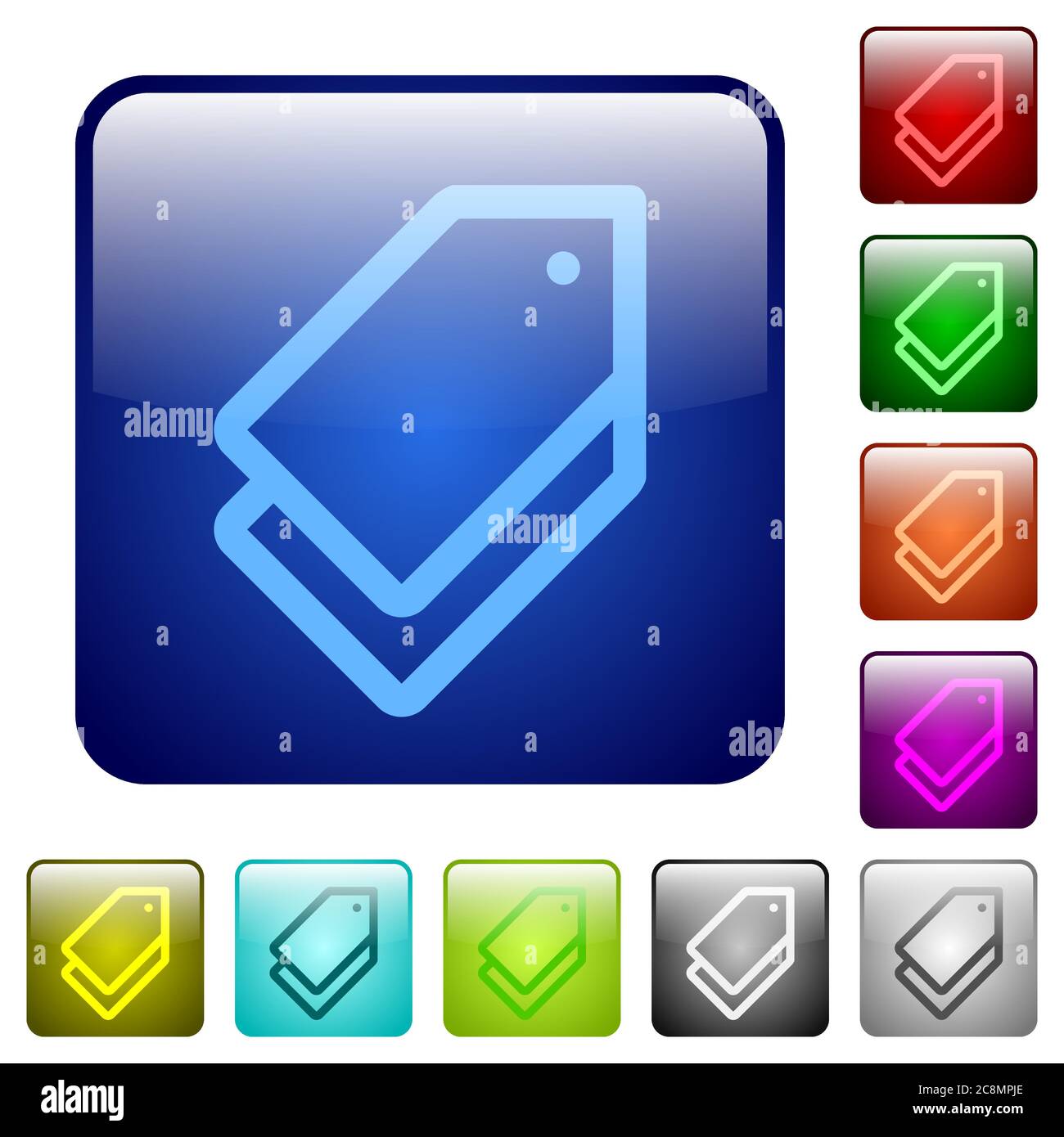 Set of tags color glass rounded square buttons Stock Vector Image & Art - Alamy
