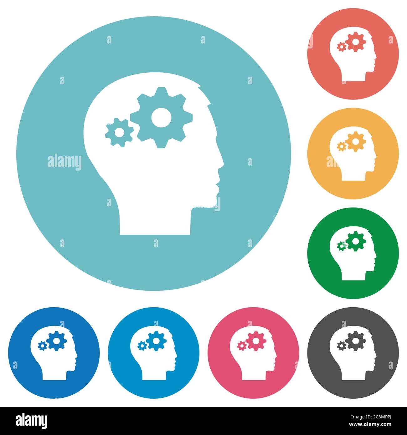 Flat user settings icon set on round color background Stock Vector ...