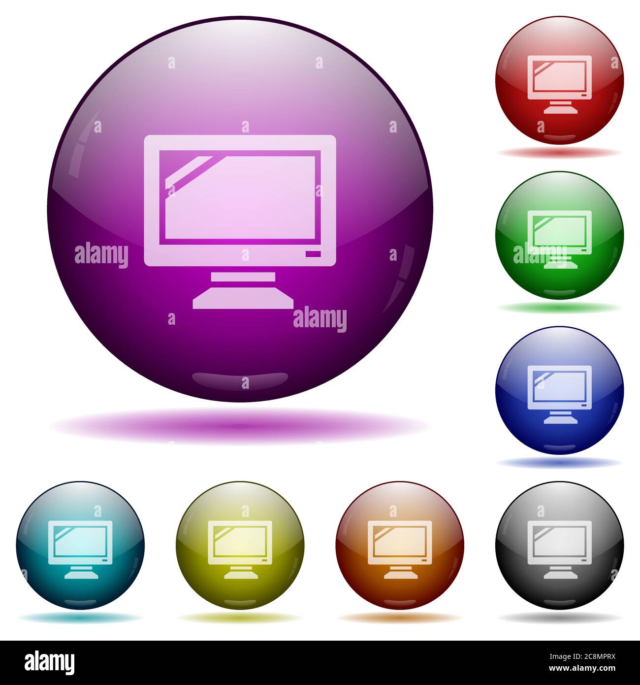 Set of color monitor glass sphere buttons with shadows Stock Vector Image & Art - Alamy