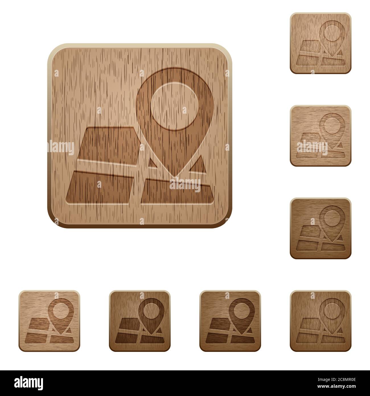 Set of carved wooden Map location buttons in 8 variations Stock Vector ...
