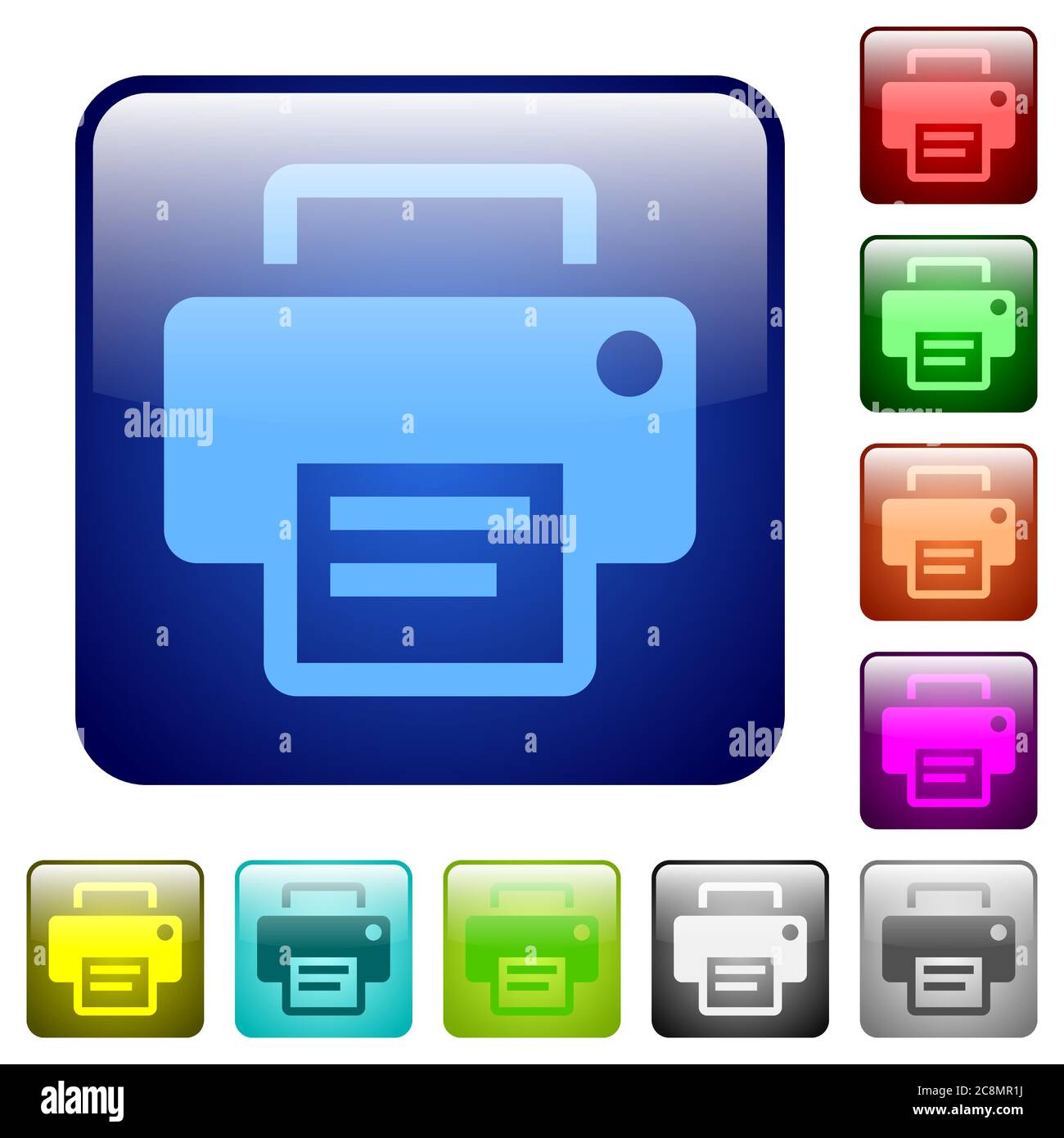 Set of printer color glass rounded square buttons Stock Vector Image ...