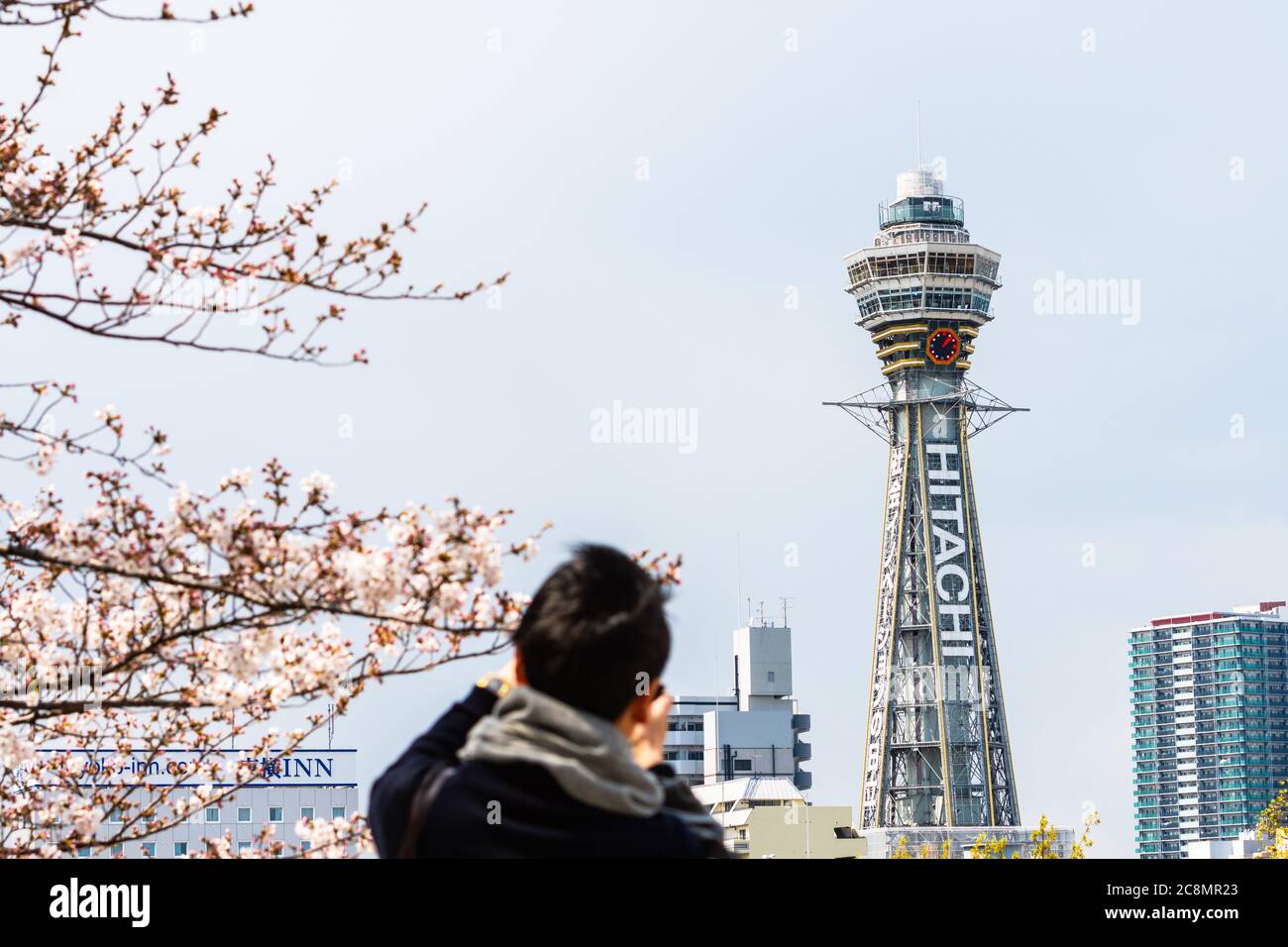 Osaka, JAPAN - CIRCA April, 2019: Tsutenkaku Tower is a tower and well ...