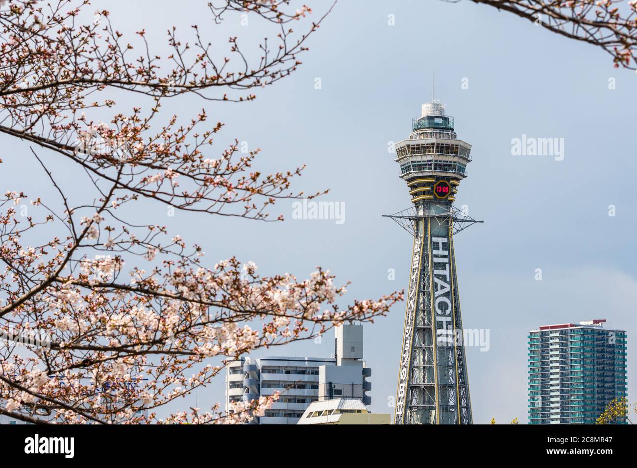Osaka, JAPAN - CIRCA April, 2019: Tsutenkaku Tower is a tower and well ...