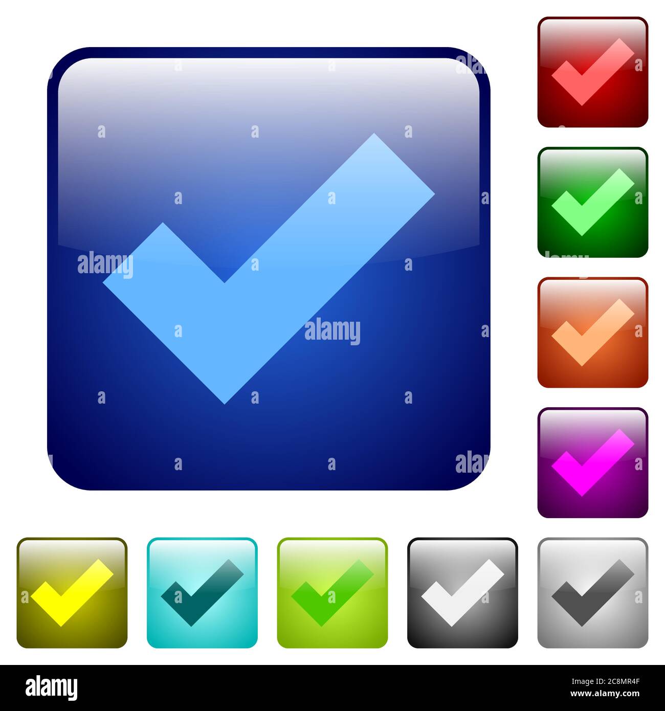 Set of ok color glass rounded square buttons Stock Vector Image & Art - Alamy