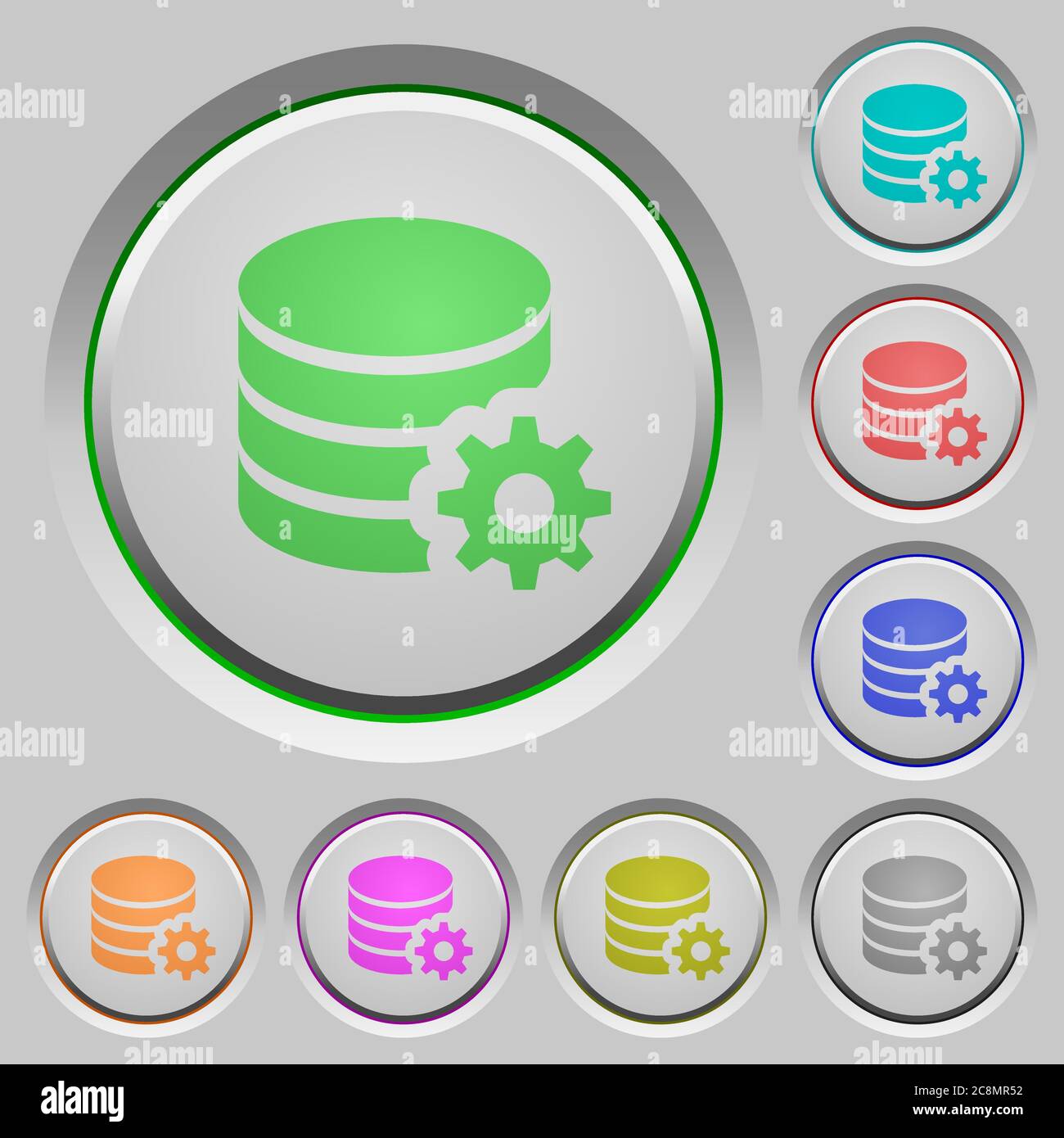 Set Of Color Database Configuration Sunk Push Buttons Stock Vector 0838