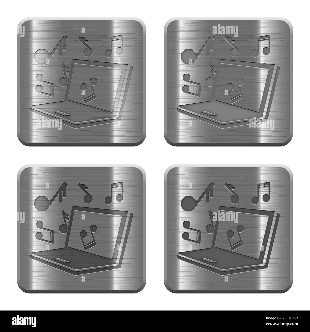 Set of multimedia buttons vector in brushed metal style Stock Vector ...