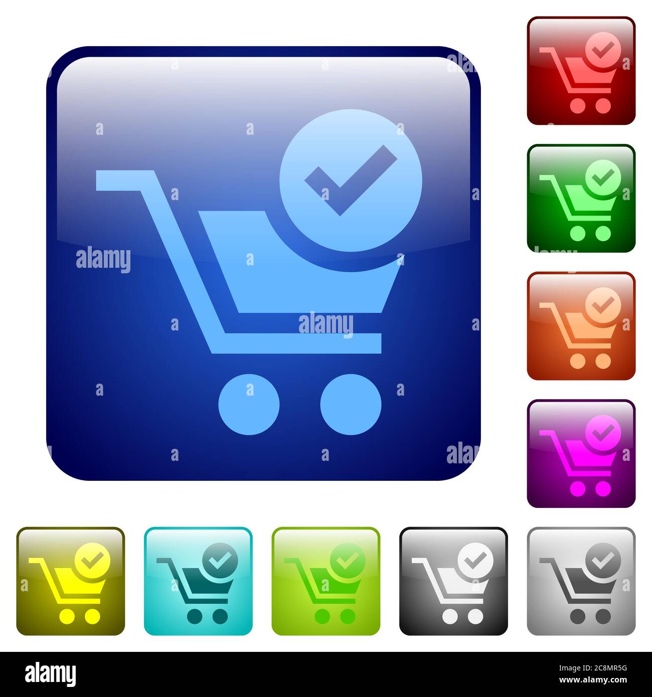 Set of checkout color glass rounded square buttons Stock Vector Image & Art - Alamy