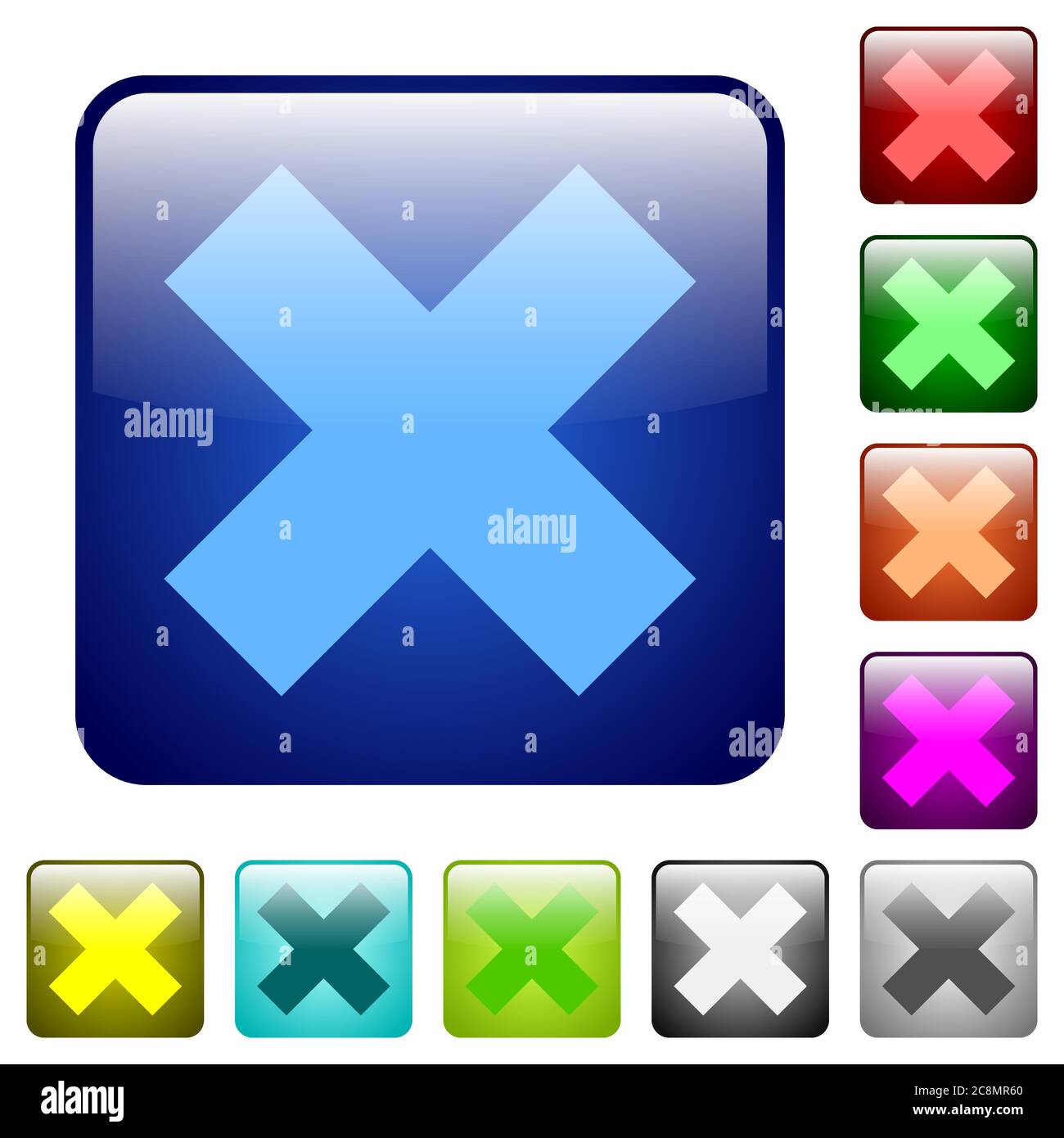 Set of cancel color glass rounded square buttons Stock Vector Image & Art - Alamy