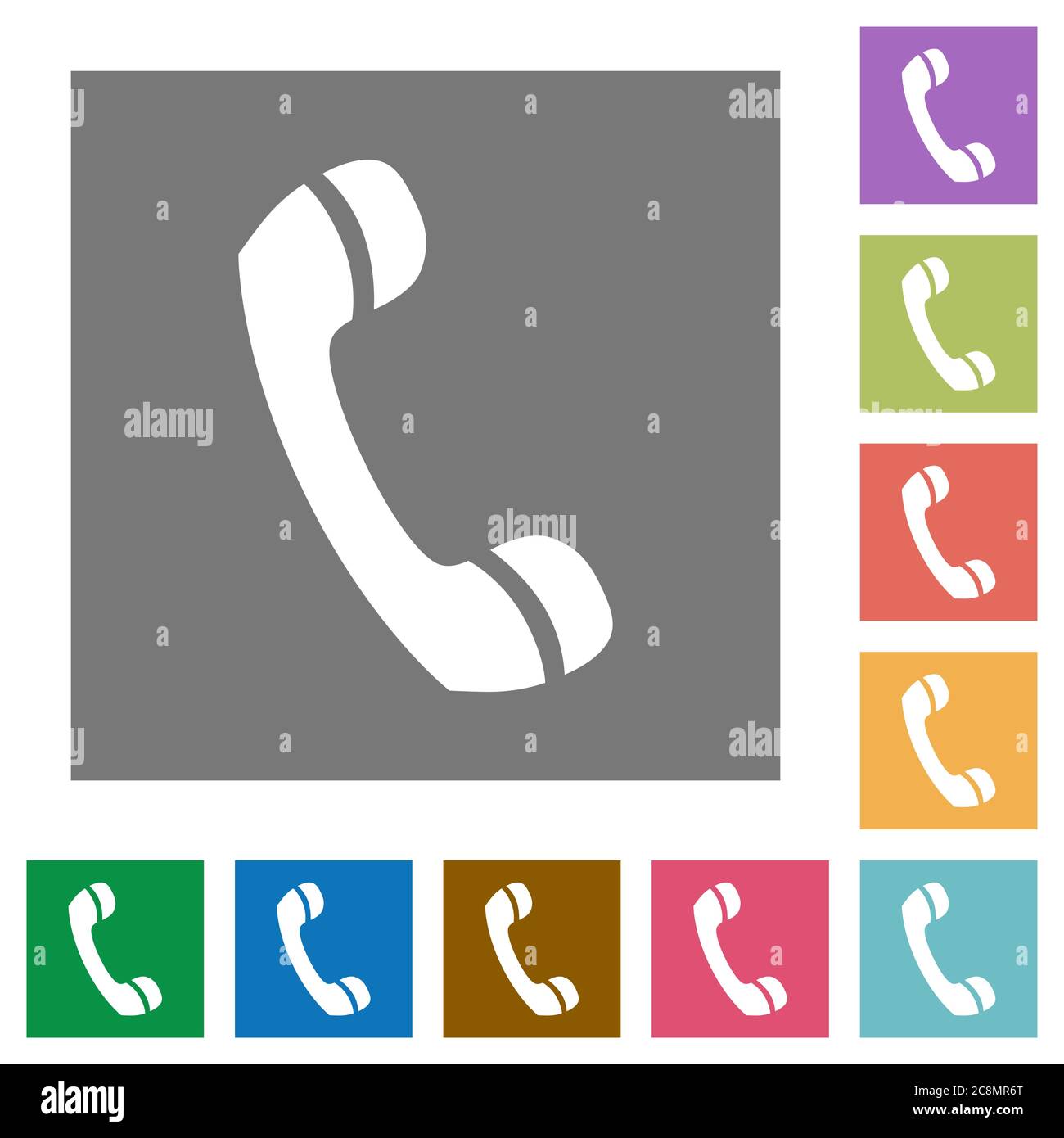 Call flat icon set on color square background Stock Vector Image & Art ...